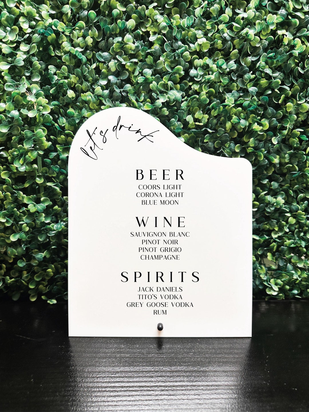 Let's Drink Acrylic Bar Sign, Let's Drink Bar Sign, Wavy Drink Menu ...