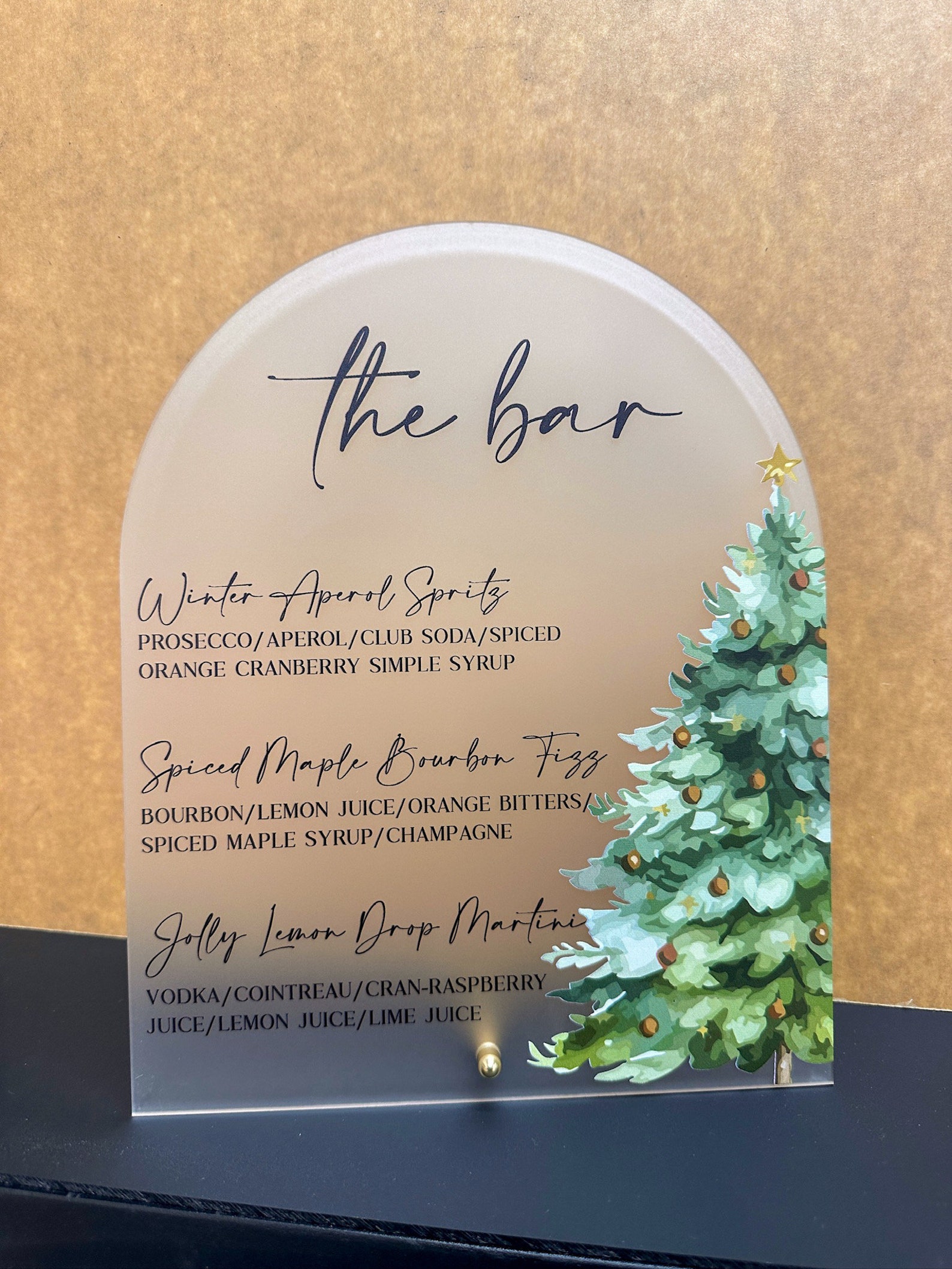 Christmas Acrylic Bar Sign, Christmas Drink Menu Sign, Christmas Drink ...