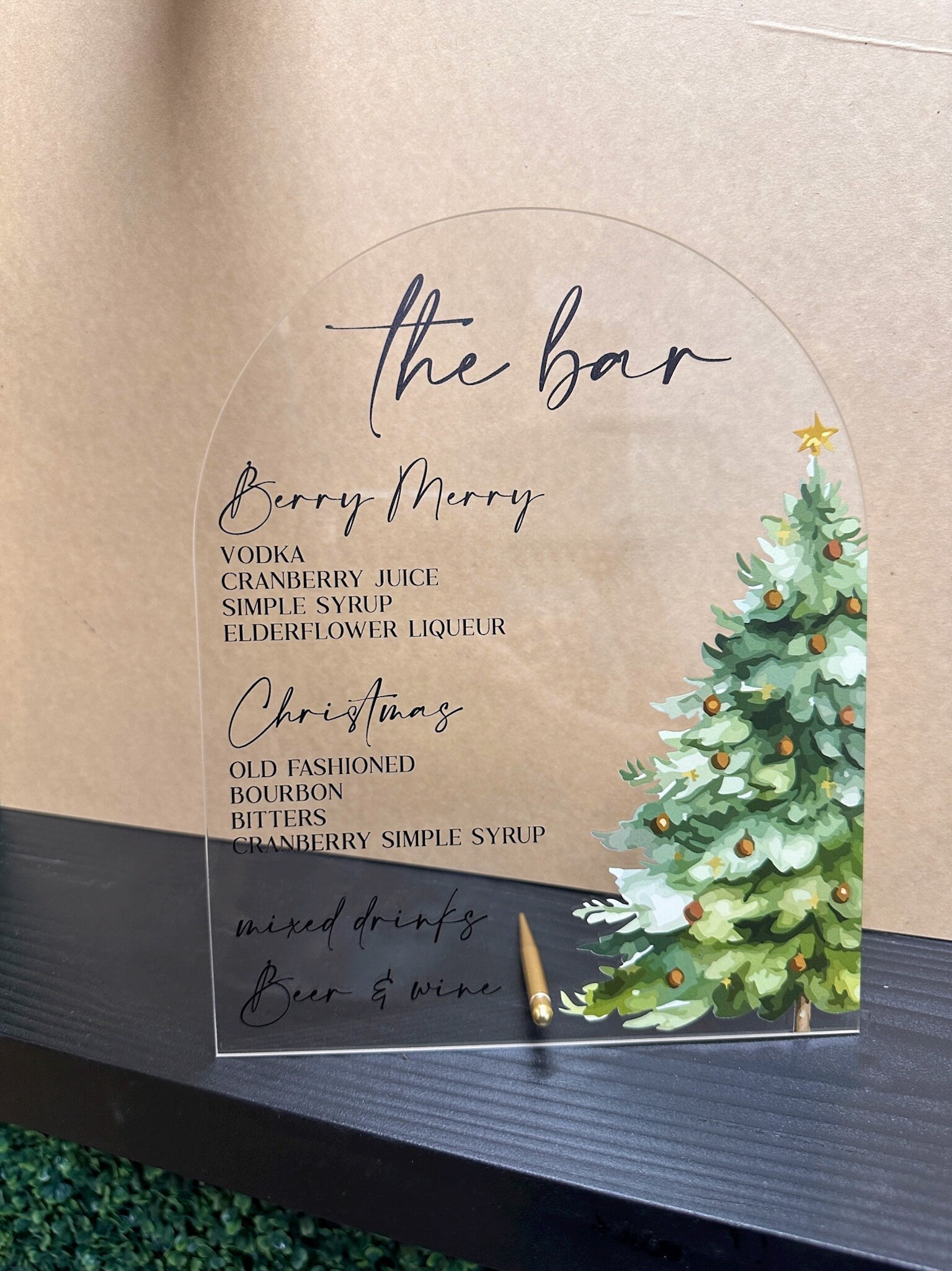 Christmas Acrylic Bar Sign, Christmas Drink Menu Sign, Christmas Drink ...
