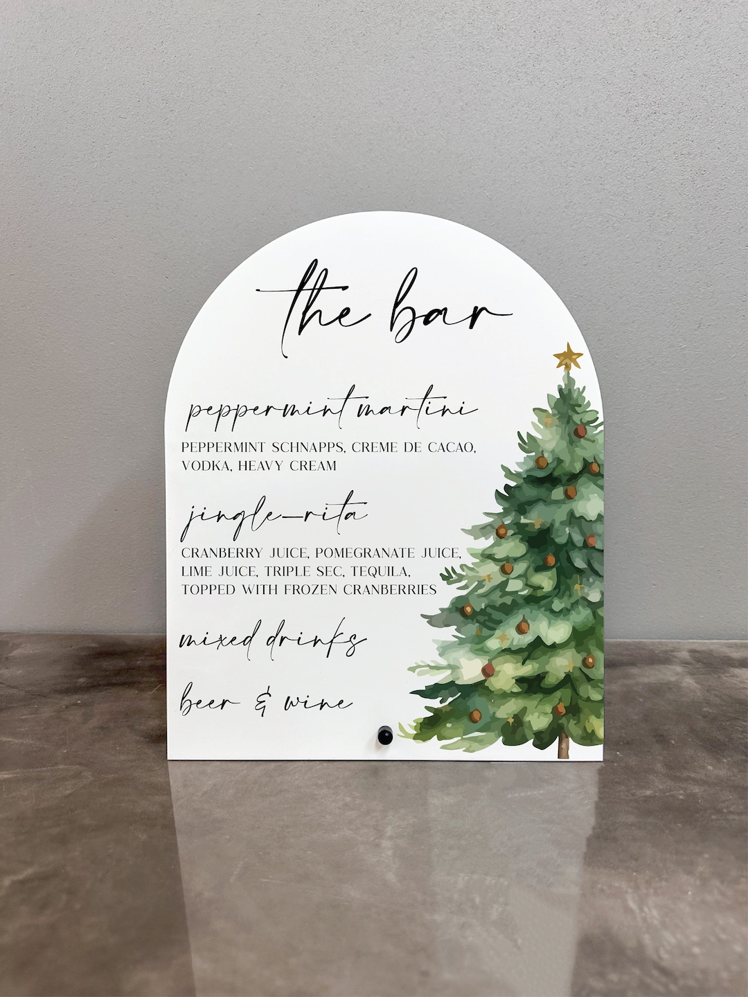 Christmas Acrylic Bar Sign, Christmas Drink Menu Sign, Christmas Drink ...
