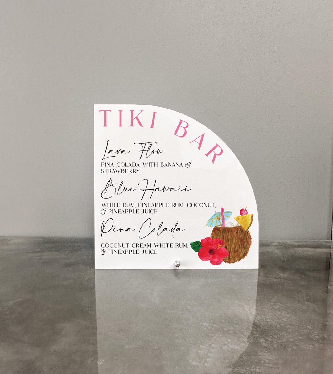Tiki Bar Acrylic Sign, Tiki Bar Menu, Hawaiian Bar Sign, Tropical Bar ...
