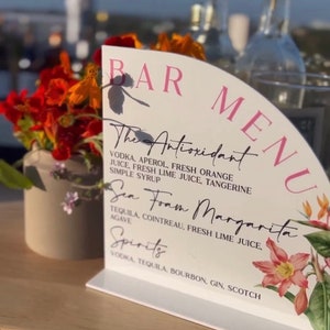 Garden Bar Menu Acrylic Sign, Floral Bar Sign, Custom Garden Bar Sign ...