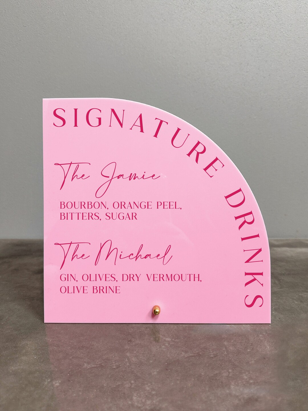 Signature Drinks Pink Acrylic Sign, Signature Drinks Sign, Pink ...