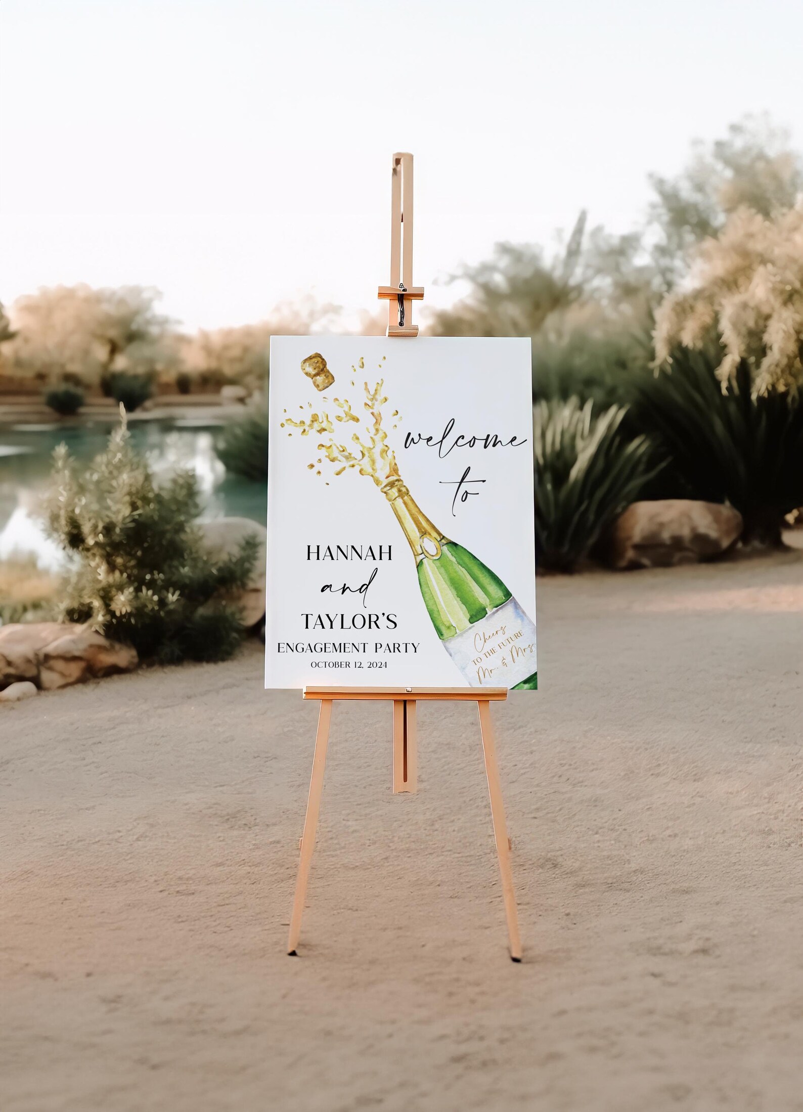 Engagement Party Acrylic Welcome Sign, Champagne Engagement Party ...