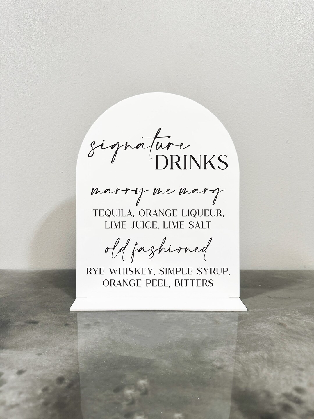 Signature Drinks Acrylic Sign Signature Drinks Sign - Etsy