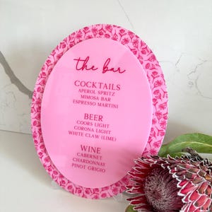 Oval Bar Sign, Wildflower Bar Sign, Floral Bar Sign Wedding, Bar Menu ...