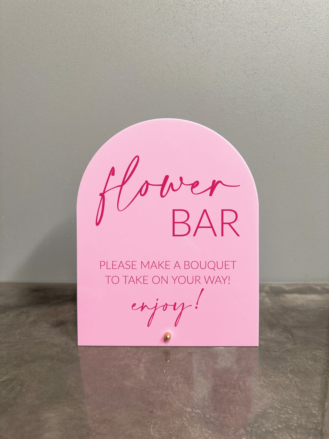 Pink Flower Bar Acrylic Sign, Acrylic Flower Bar Sign, Flower Bar Sign ...