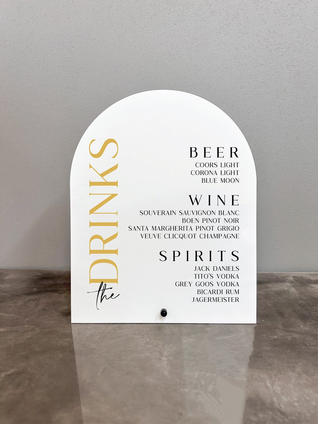 The Drinks Acrylic Bar Sign, the Drinks Sign, Gold Bar Menu, Gold Bar ...