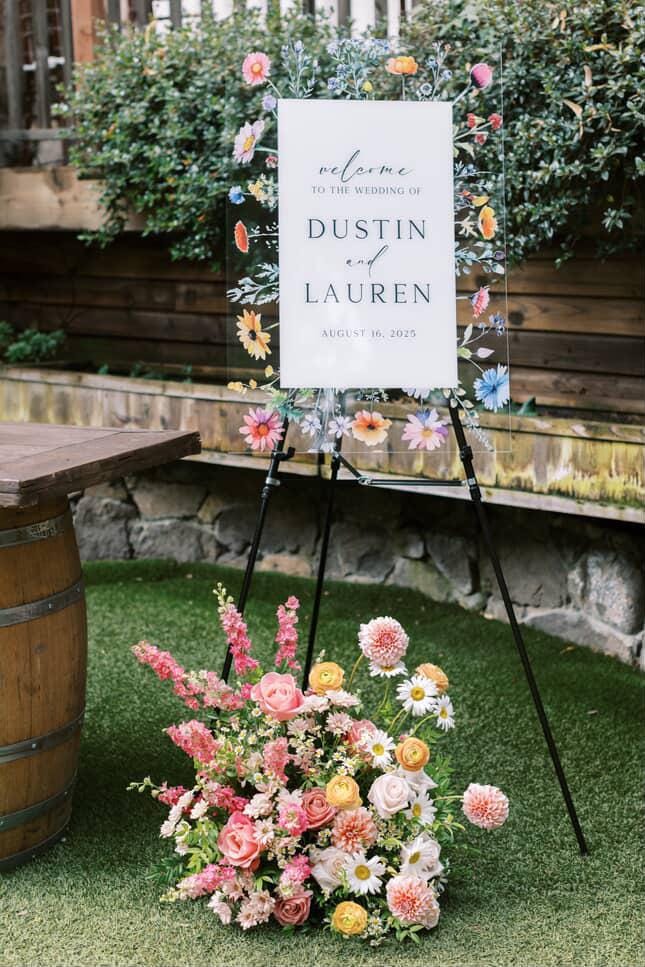Wildflower Wedding Acrylic Sign, Custom Welcome Sign, Floral Sign for ...