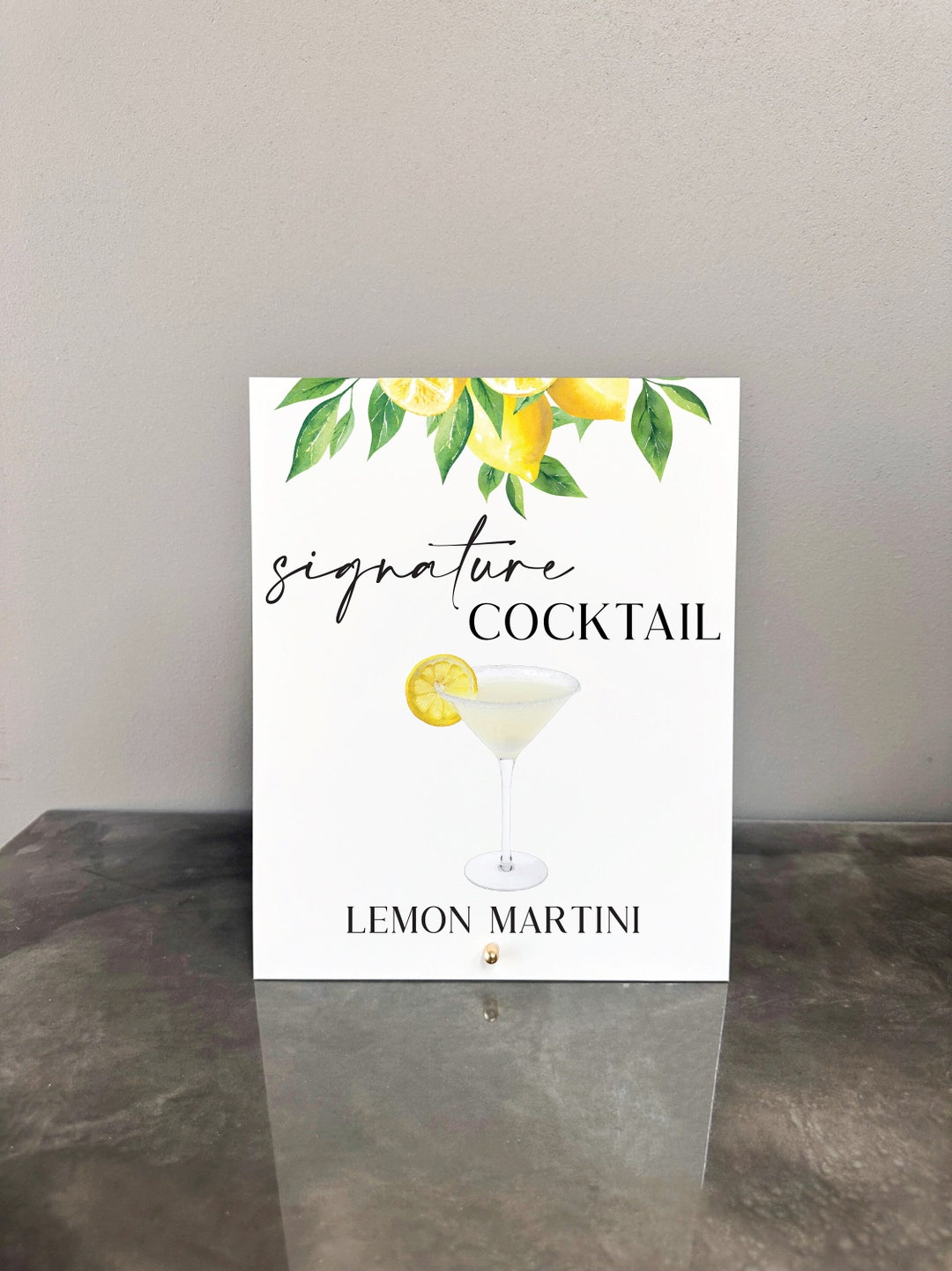 Lemon Drop Signature Cocktail Acrylic Sign | Lemon Drop Acrylic Sign ...