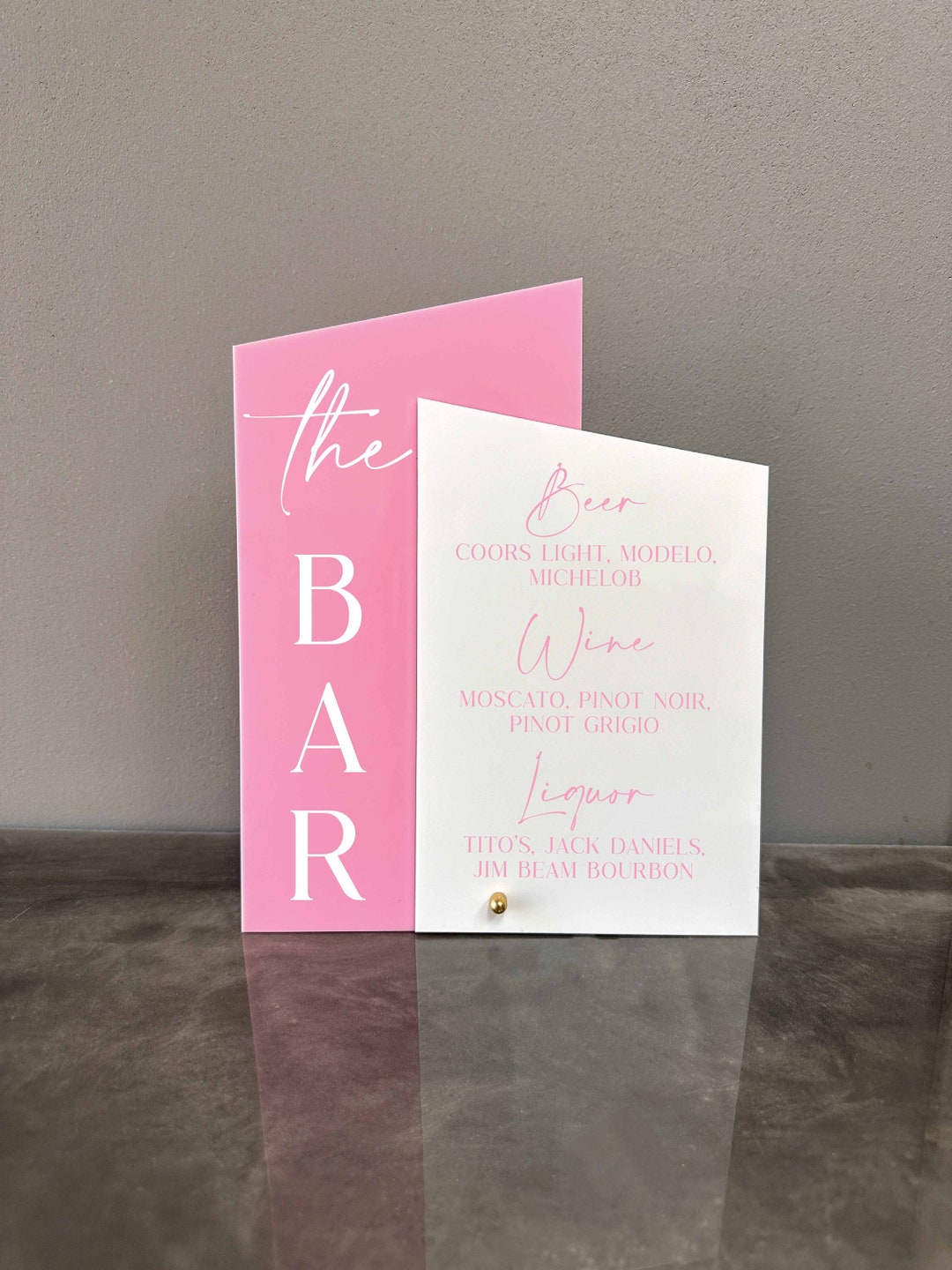 Pink Bar Menu Modern Bar Menu Modern Wedding Bar Menu Bar Menu Wedding ...