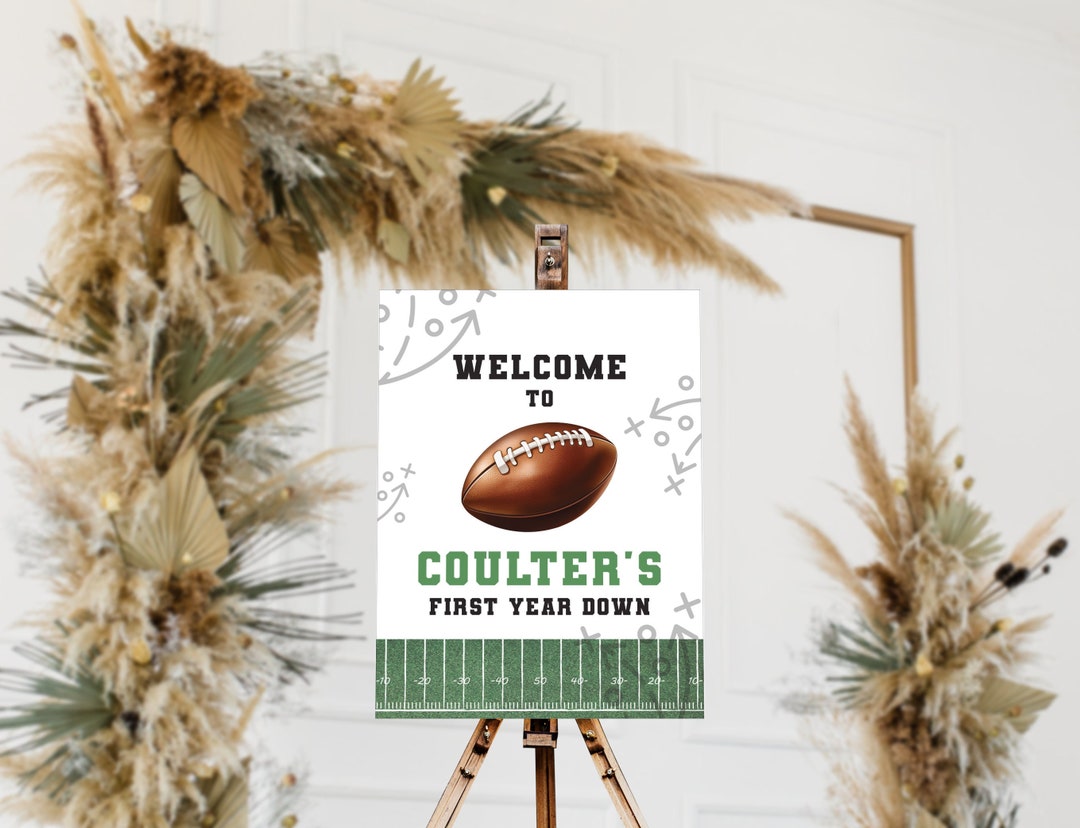 First Year Down Acrylic Sign, Football Welcome Birthday Sign, First ...