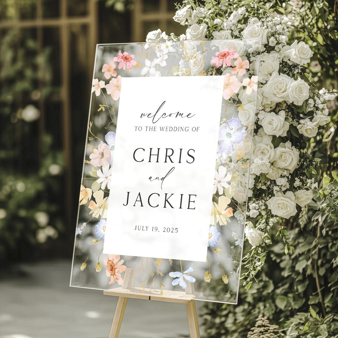 Wildflower Wedding Acrylic Sign, Custom Welcome Sign, Floral Sign for ...