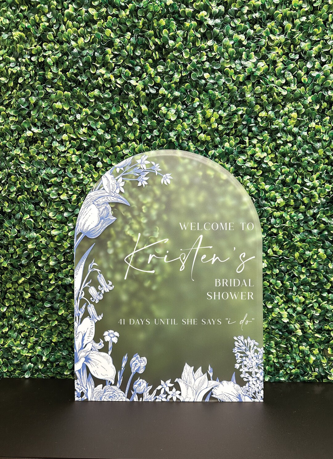 Blue Flower Bridal Shower Acrylic Sign, Acrylic Bridal Shower Welcome ...