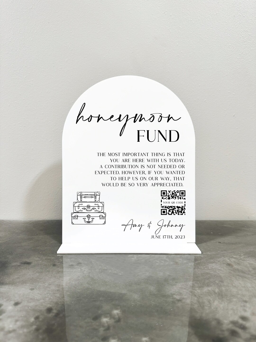 Honeymoon Fund Acrylic Sign Honeymoon Fund Sign Wedding Honeymoon Fund ...