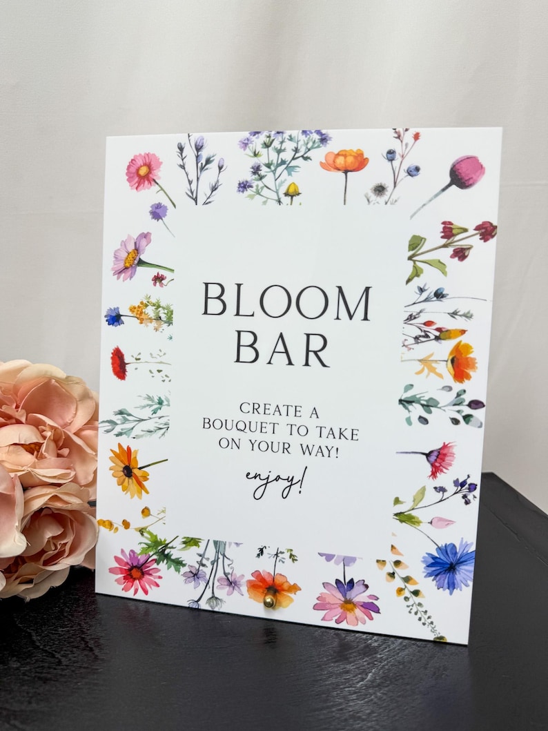 Acrylic Bloom Bar Sign, Flower Bar Sign, Wildflower Bridal Shower Sign ...