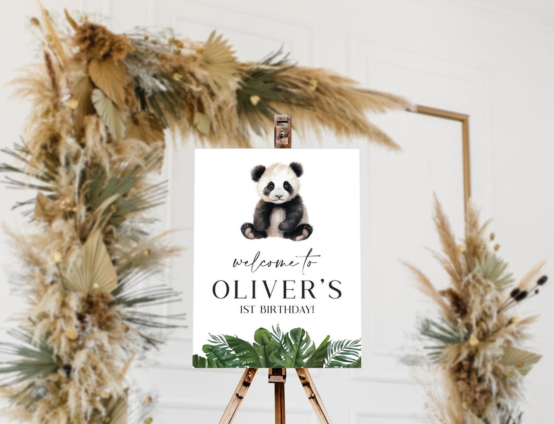 Panda Acrylic Welcome Sign, Panda Birthday Welcome Sign, Panda Bear ...