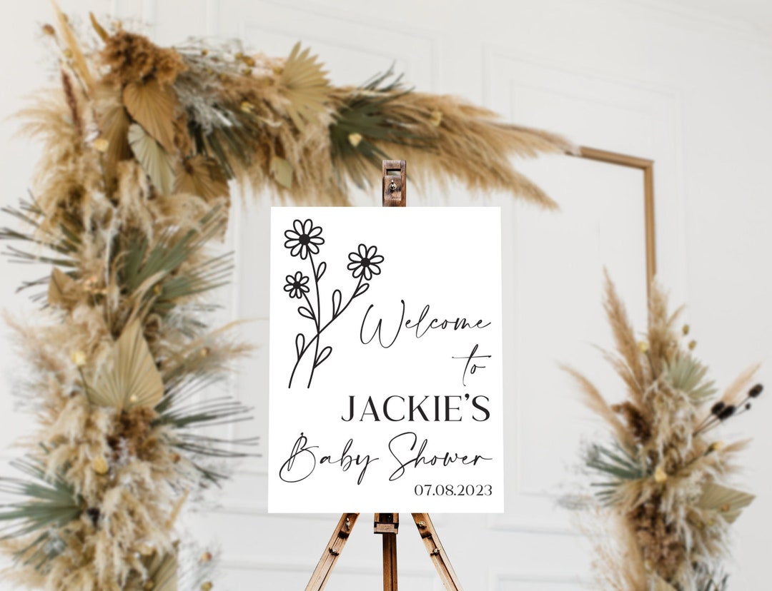 Acrylic Baby Shower Welcome Sign Flower Baby Shower Welcome Sign Flower ...