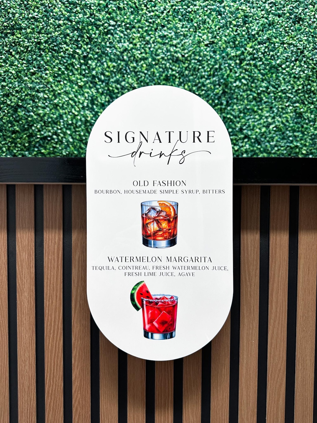 Signature Drinks Floating Acrylic Sign, Floating Bar Sign, Bar Table ...