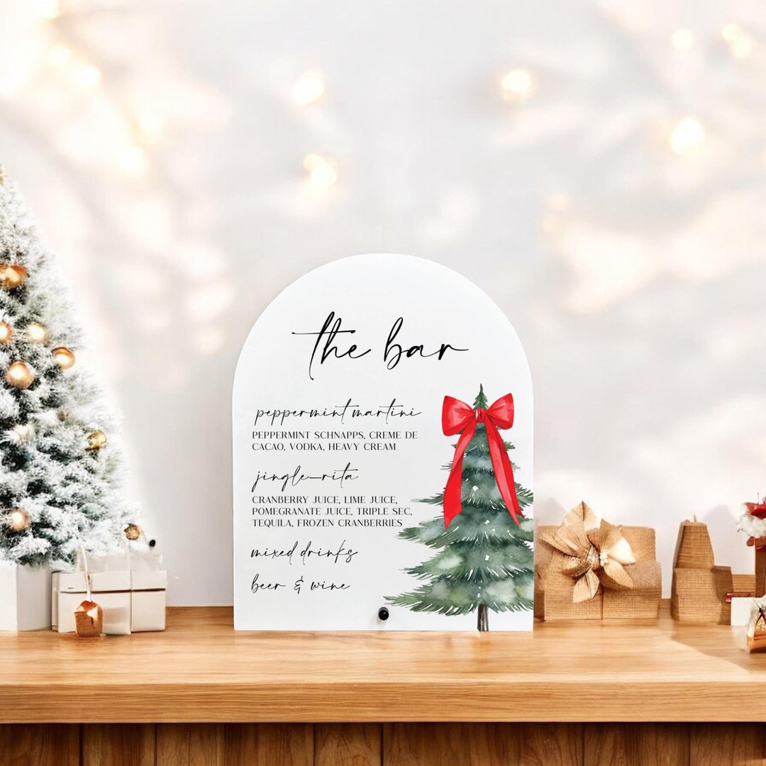 Christmas Acrylic Bar Sign, Christmas Bar Menu, Christmas Acrylic Bar ...
