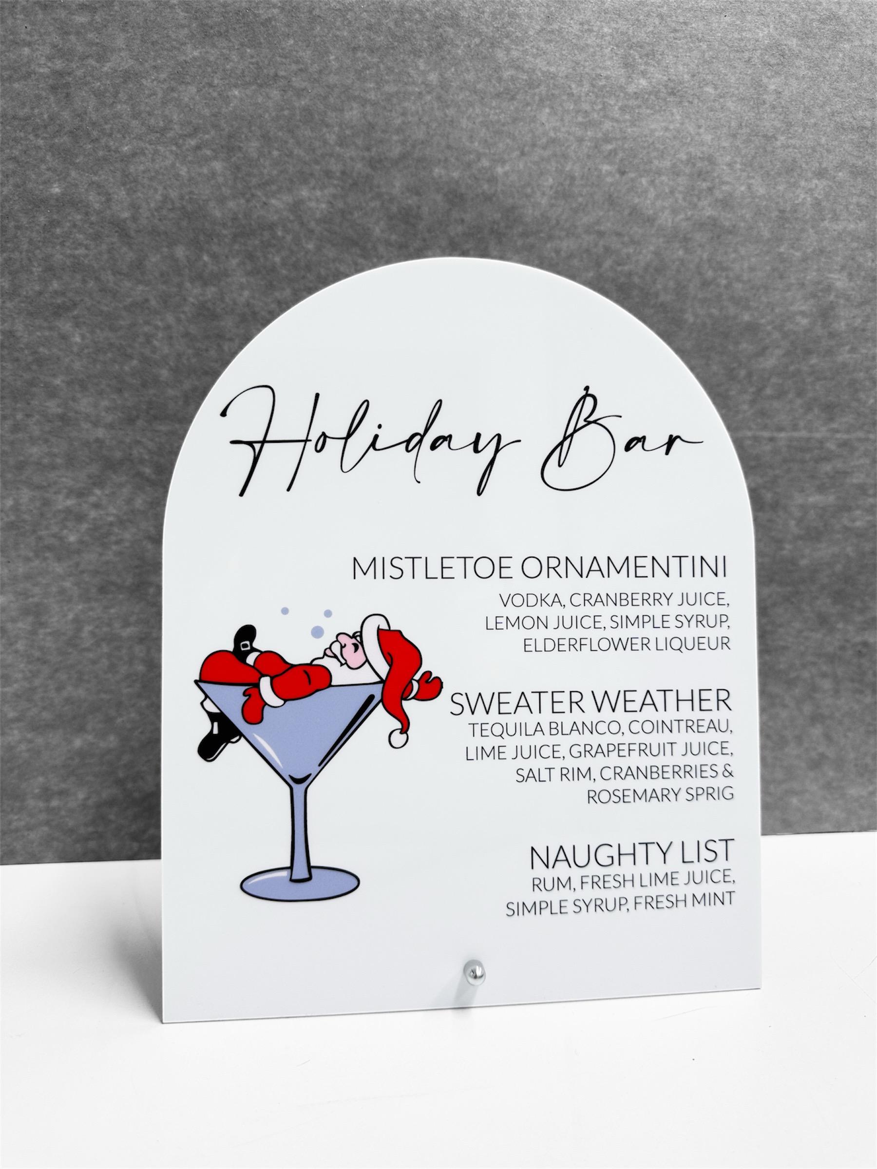 Christmas Acrylic Bar Sign, Christmas Bar Menu, Christmas Acrylic Bar ...