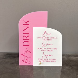Pink Wedding Arch Bar Sign Drinks Sign Custom Acrylic Bar Menu Sign for ...