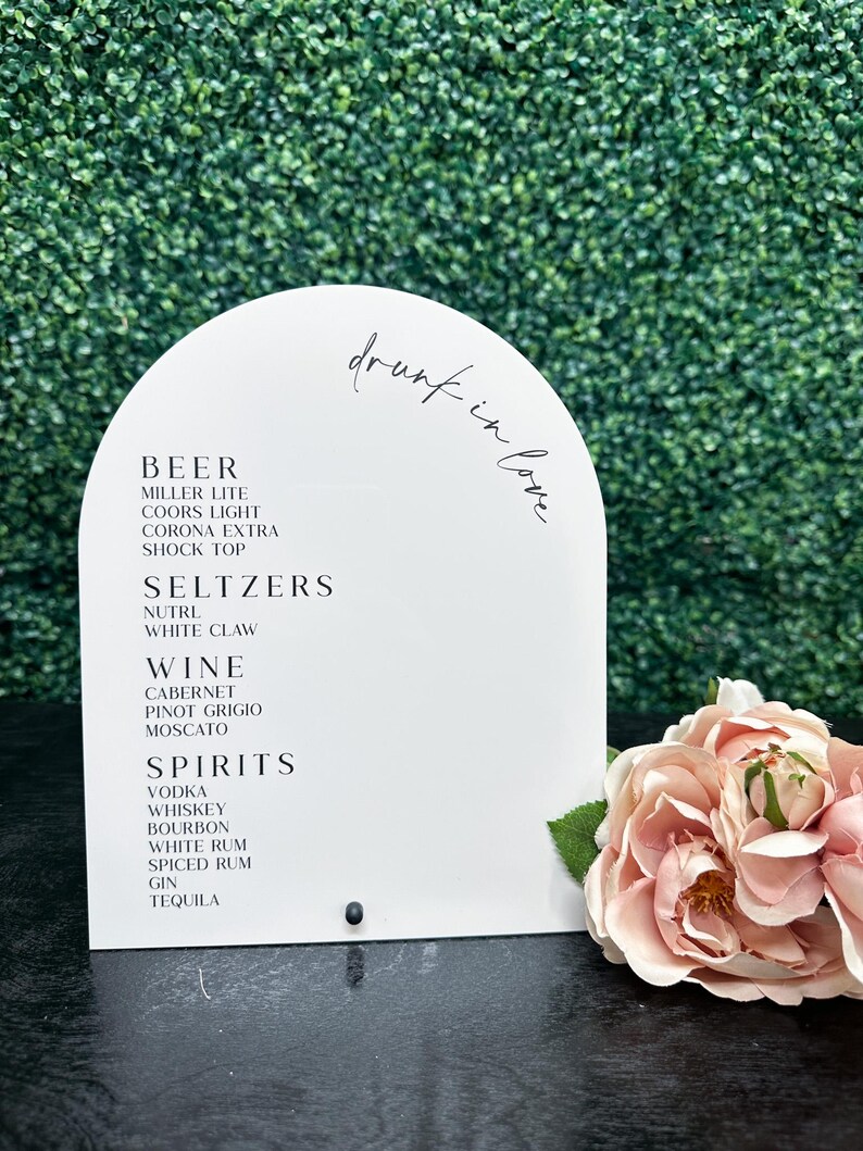 Drunk in Love Acrylic Bar Sign, Drunk in Love Acrylic Bar Menu, Drunk ...