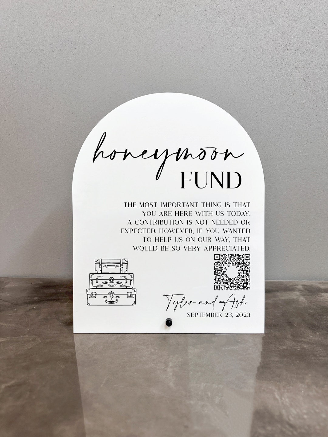 Honeymoon Fund Acrylic Sign, Honeymoon Fund Sign, Wedding Honeymoon ...