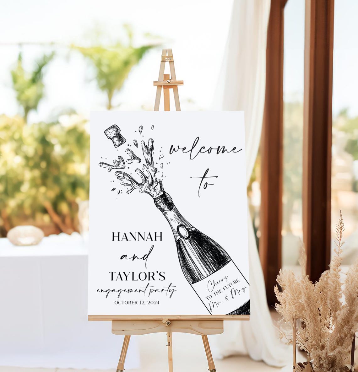 Engagement Party Acrylic Welcome Sign, Champagne Engagement Party ...