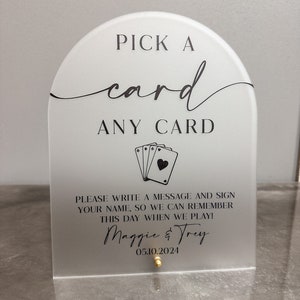Pick a Card Acrylic Sign, Playing Cards Guestbook Sign, Playing Card ...
