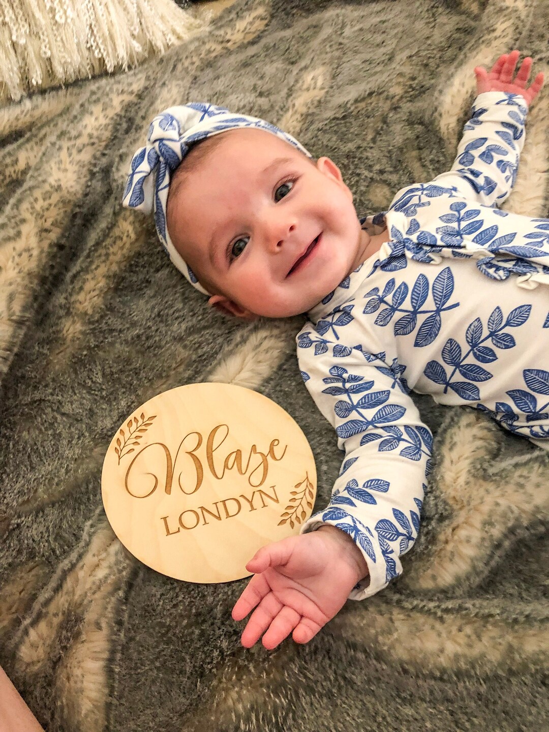 Baby Name Sign Floral Baby Name Sign Wood Baby Name Sign Round Name ...