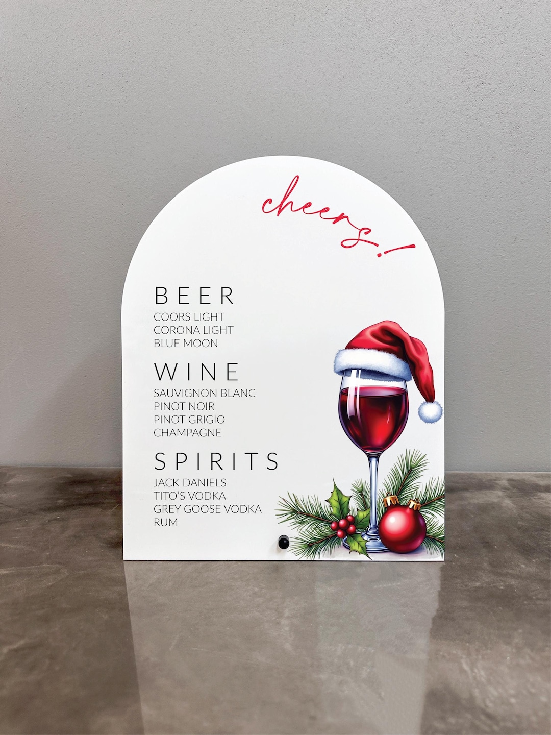 Christmas Acrylic Bar Sign, Christmas Drink Menu Sign, Christmas Drink ...