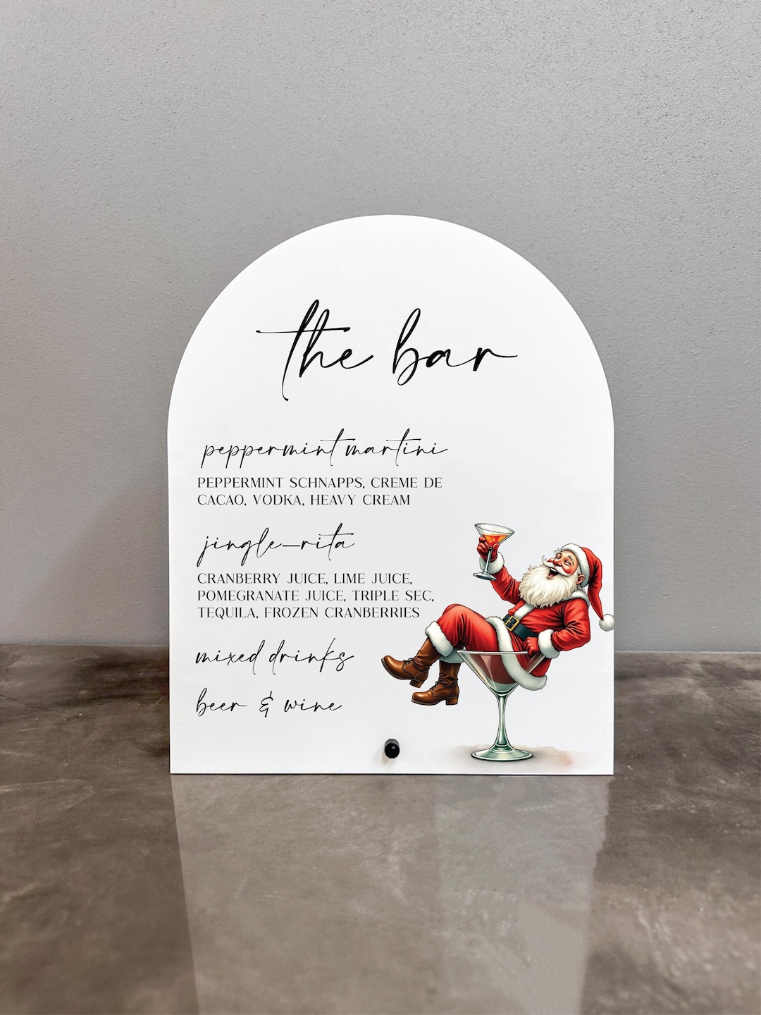 Christmas Acrylic Bar Sign, Christmas Bar Menu, Christmas Acrylic Bar ...