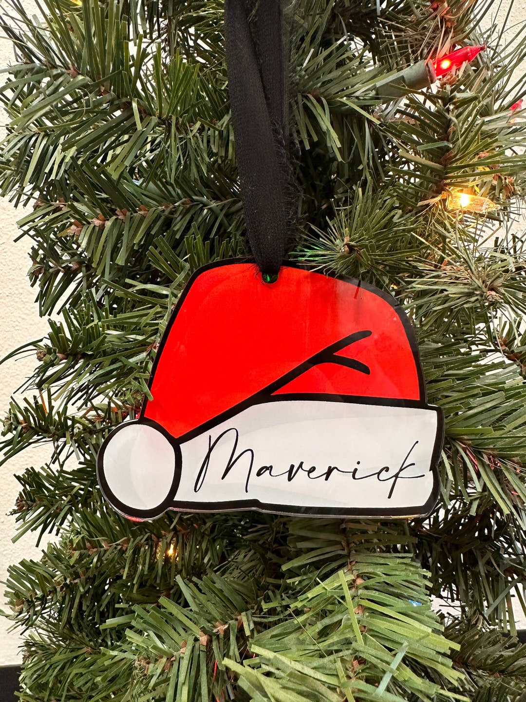 Santa Hat Ornament | Santa Hat Place Card | Personalized Santa Hat ...