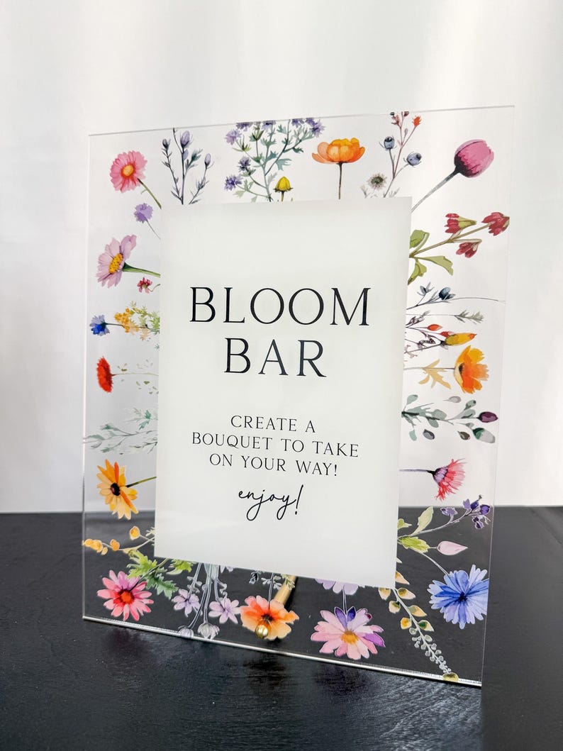 Acrylic Bloom Bar Sign, Flower Bar Sign, Wildflower Bridal Shower Sign ...