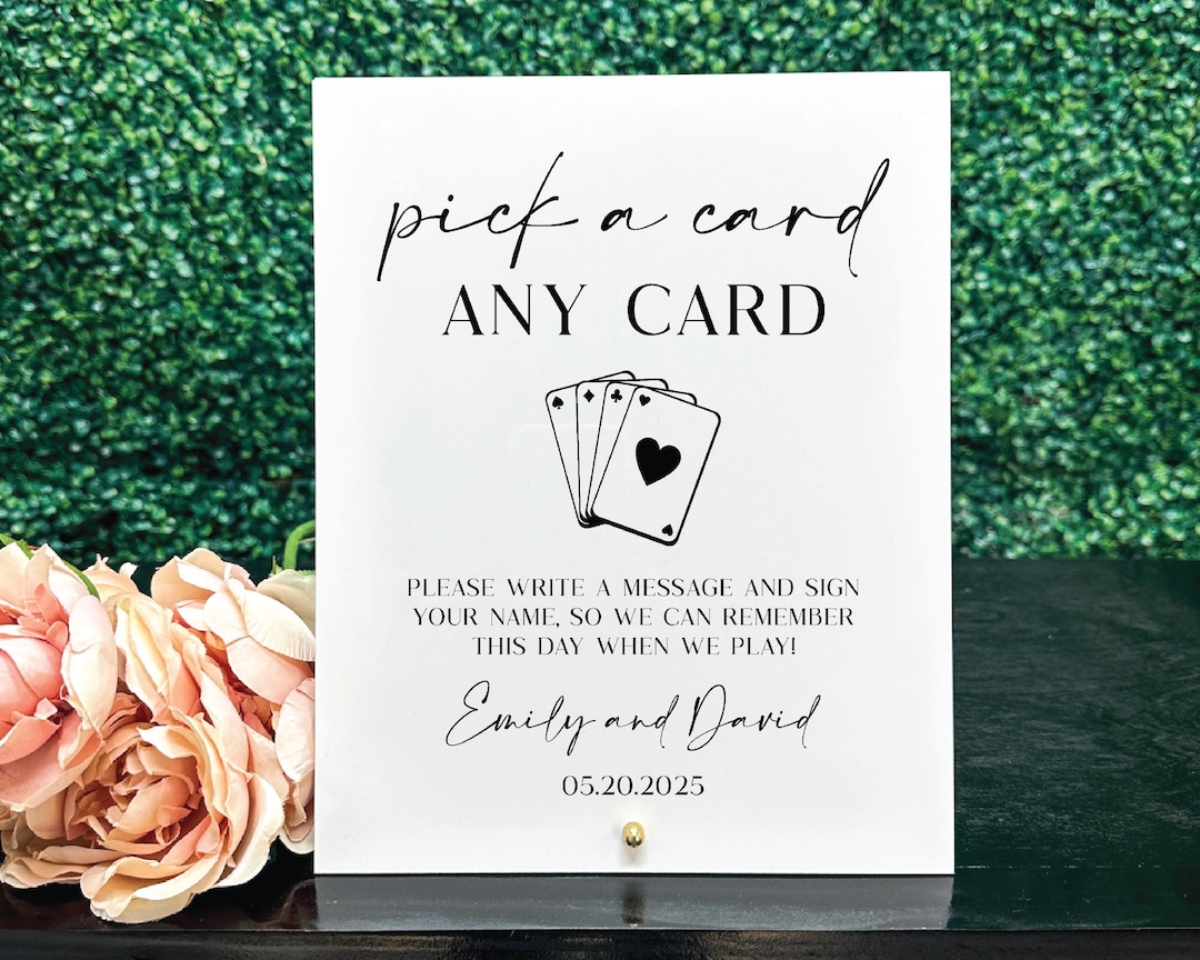 Pick a Card Acrylic Sign, Playing Cards Guestbook Sign,playing Cards ...