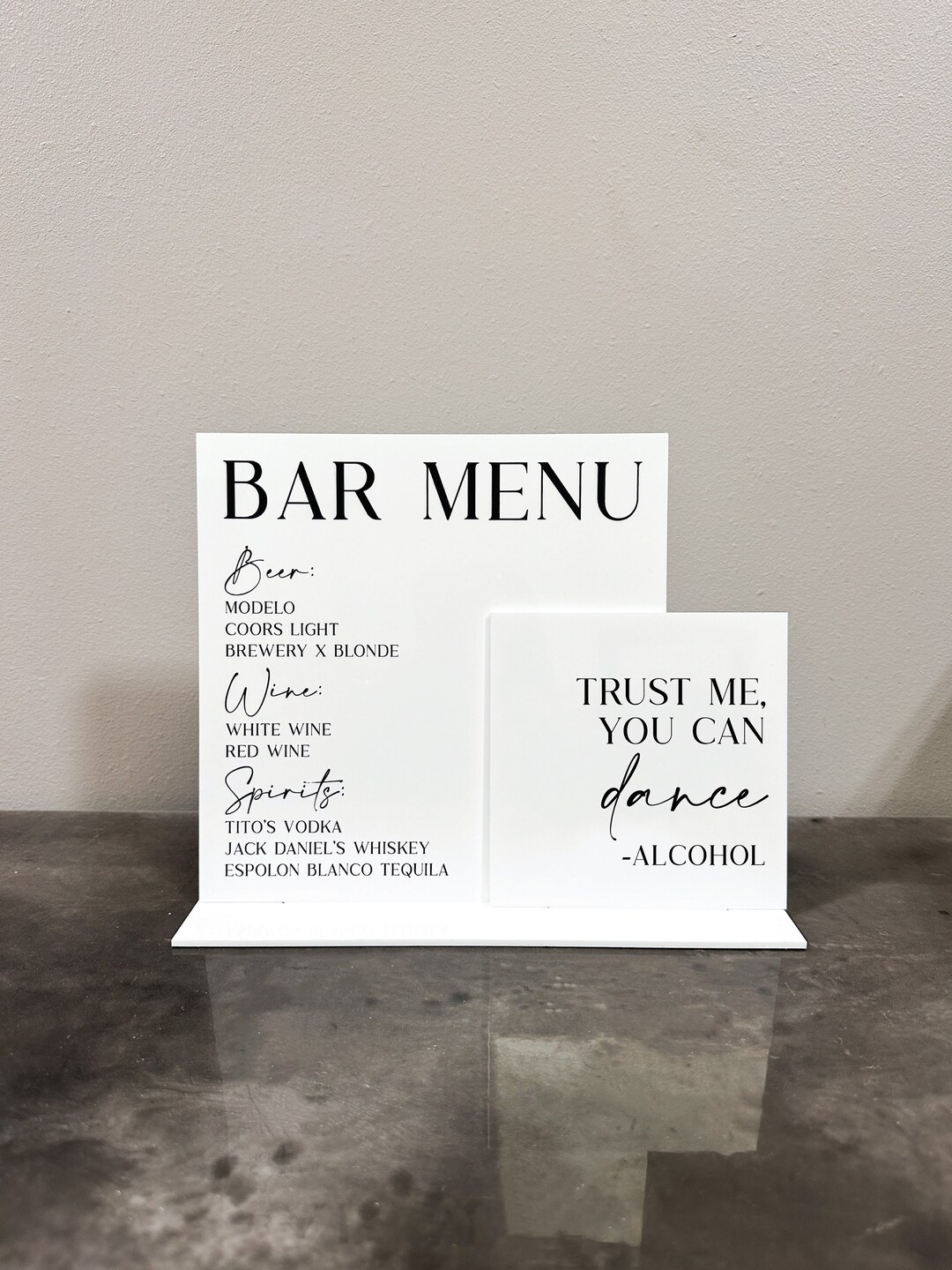 Acrylic Bar Menu Bar Menu Bar Menu Sign Modern Bar Menu Square Bar Menu ...