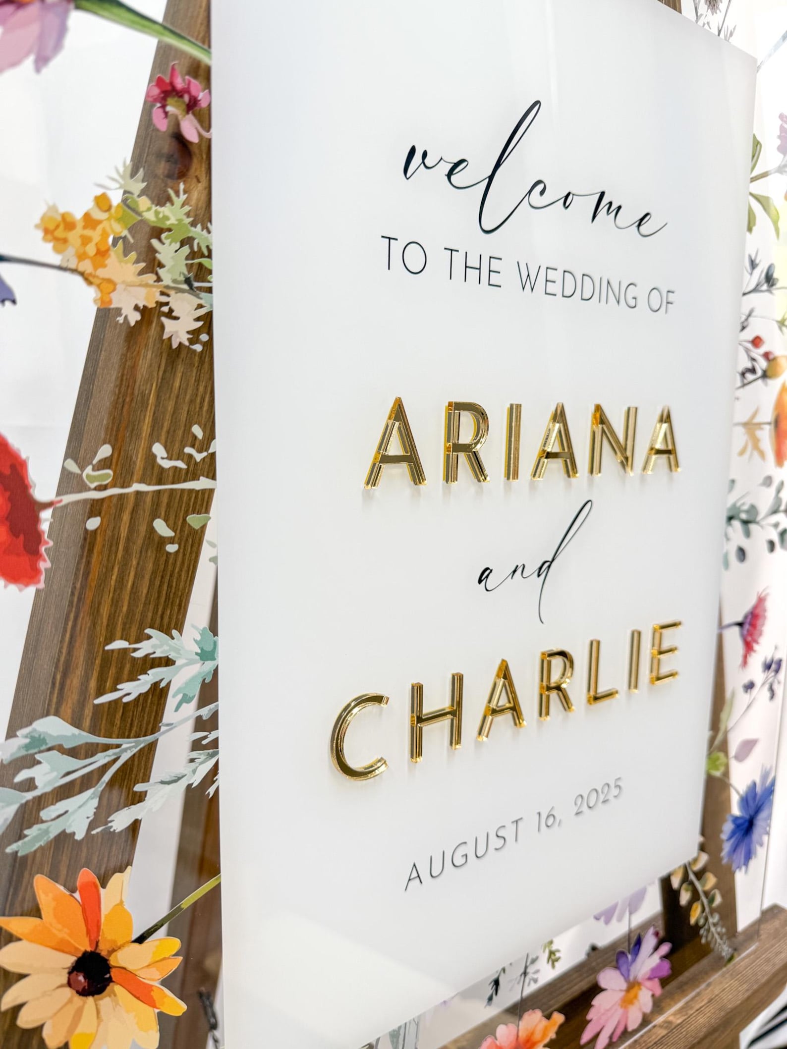 3D Wildflower Wedding Acrylic Sign, Custom Welcome Sign, Floral Sign ...