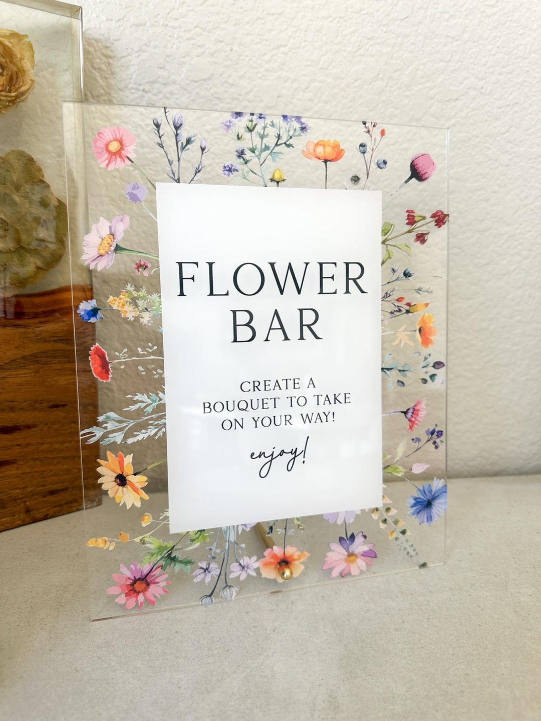 Flower Bar Acrylic Sign, Flower Bar Sign, Wildflower Bridal Shower Sign ...