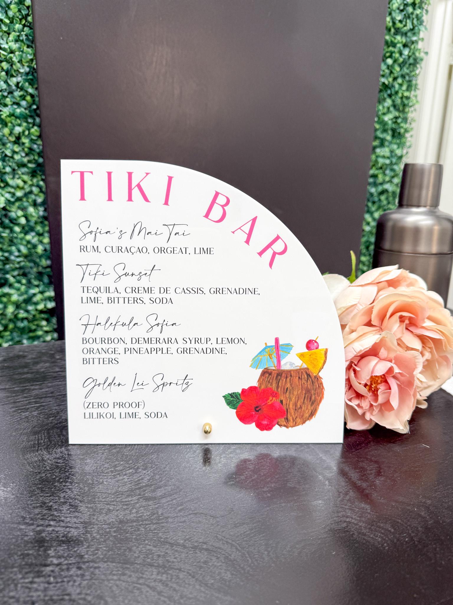 Tiki Bar Acrylic Sign, Tiki Bar Menu, Hawaiian Bar Sign, Tropical Bar ...