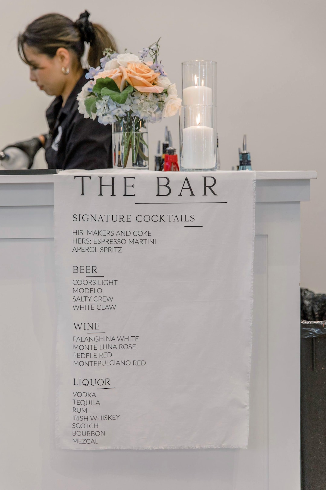 Linen Bar Sign, Custom Linen Wedding Bar Sign, Fabric Drink Menu With ...