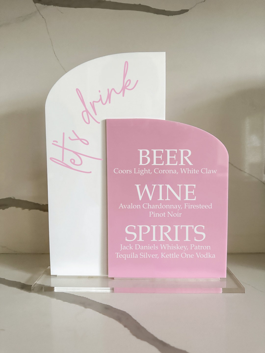 Pink Wedding Arch Bar Sign Drinks Sign Custom Acrylic Bar - Etsy