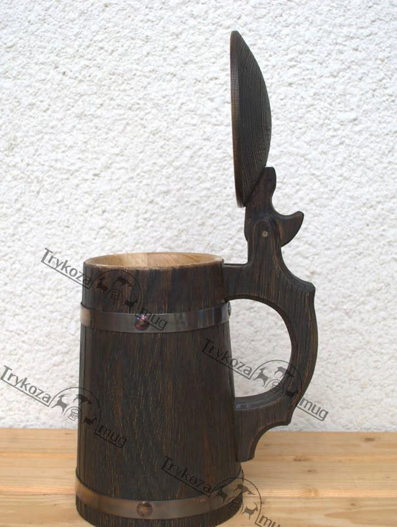 Renaissance Festival Faire Wooden Beer Mug With Lid and Metal - Etsy