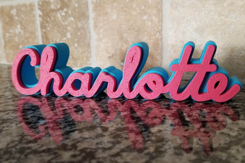 Charlotte North Carolina Cursive Text Sign 3D Print Charlotte | Etsy