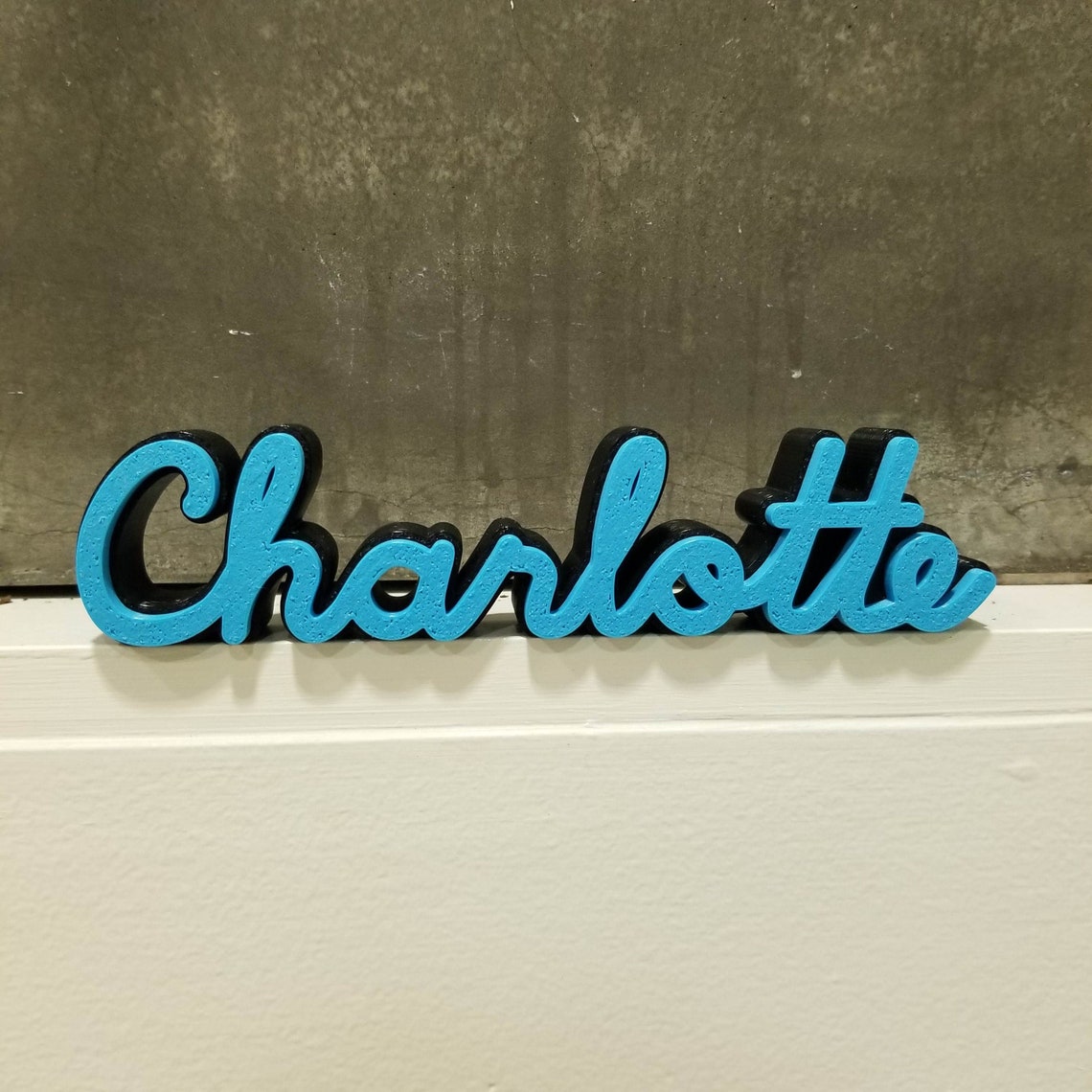 Charlotte North Carolina Cursive Text Sign 3D Print | Etsy