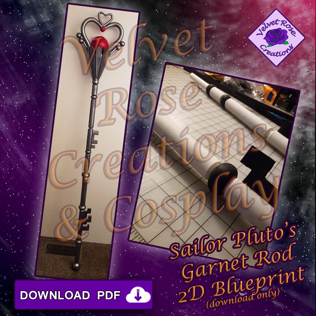 Printable 2D Garnet Rod Blueprint for Cosplay Sailor Pluto Template ...