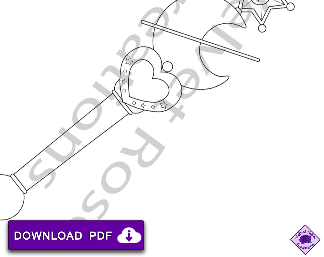 Printable 2D Sailor Neptune Transformation Wand Blueprint for Cosplay ...