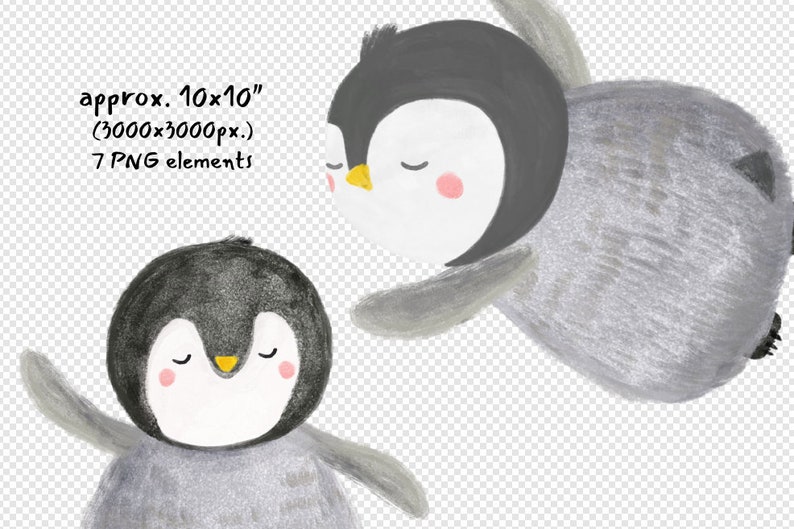 Digital Clip Art, Cute Penguins Clipart (instant Download, PNG File ...