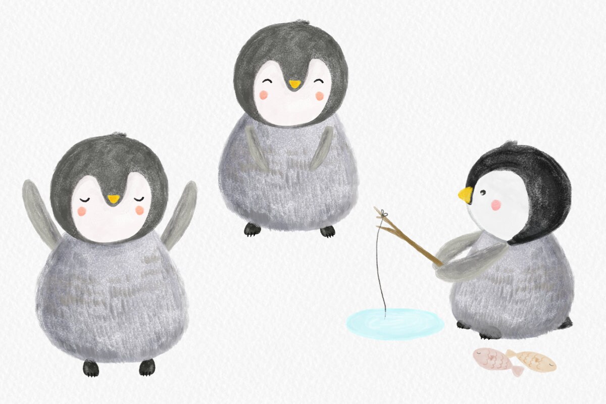 Digital Clip Art, Cute Penguins Clipart (instant Download, PNG File ...