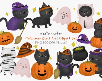 Halloween Clipart, Watercolor Clip Art Set, Digital Sticker, Witches ...